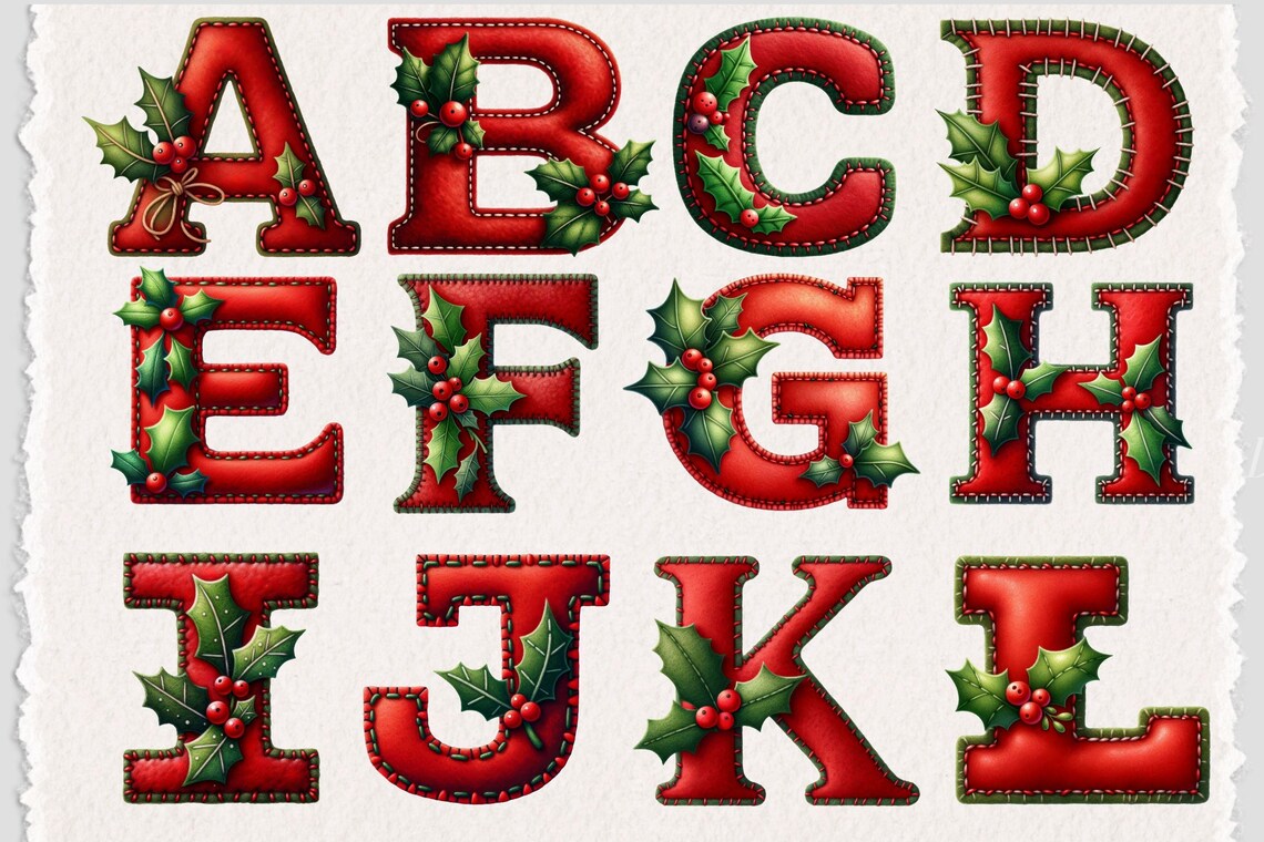 Red Felt Christmas Alphabet Clipart: Winter Font (digital Download) - Etsy