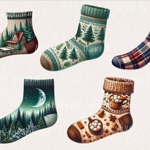 Winter Socks Clipart, Watercolor Cozy Knitted Socks Clip Art, Png ...