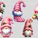 Watercolor Pink Christmas Gnomes Clipart, 25 High Quality PNG Files ...