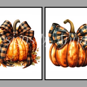 Watercolor Plaid Pumpkin Clipart: Fall Autumn PNG JPEG Files (digital ...