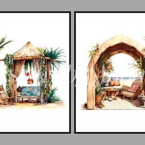 Watercolor Boho Beach Clipart, 10 High Quality JPEG and PNG Files ...