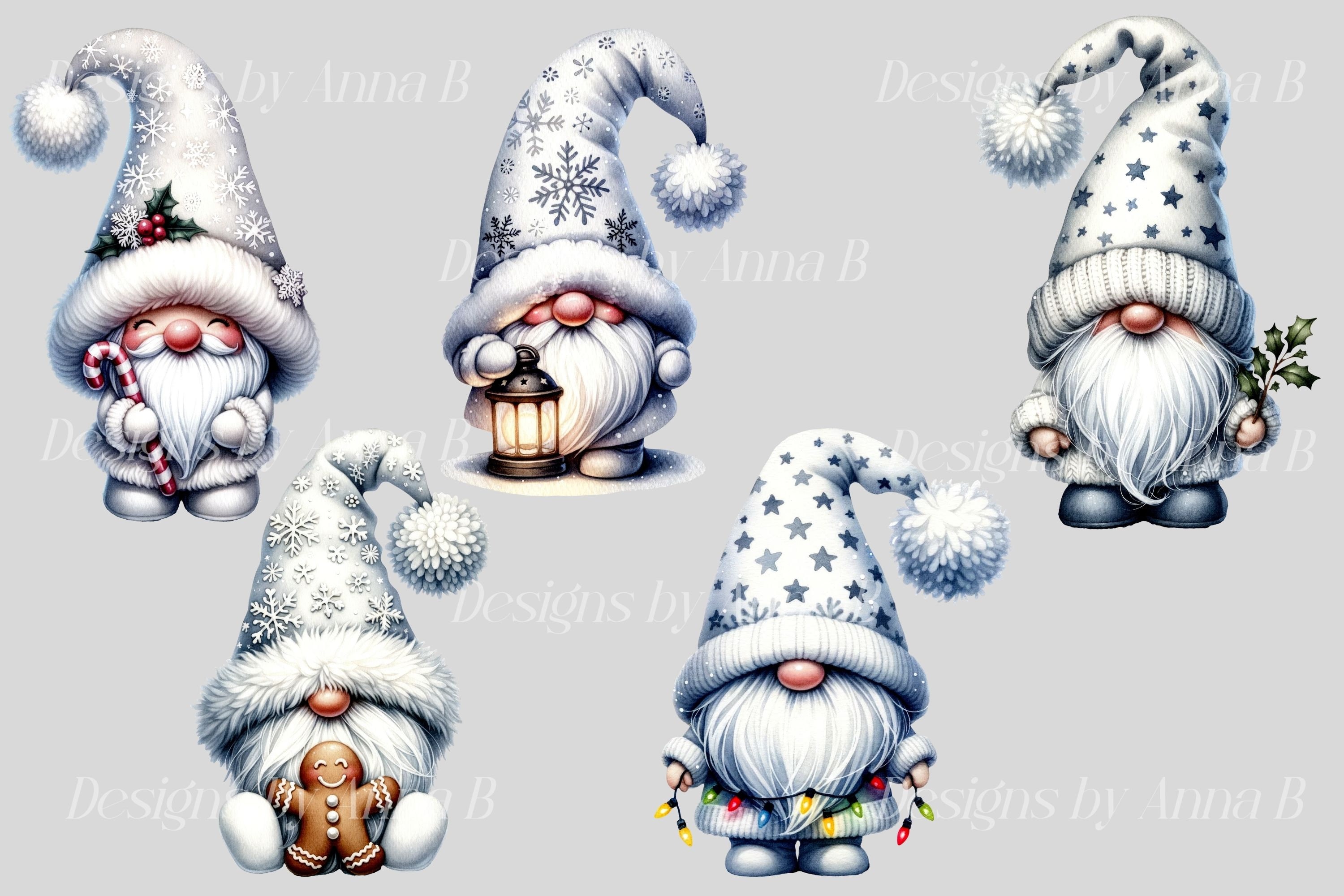 Watercolor Christmas Gnomes Clipart: Festive Winter Graphics (digital ...