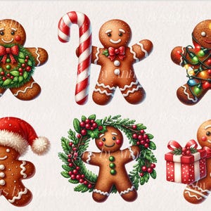 Gingerbread Man Clipart: 36 Christmas PNG Illustrations (digital ...
