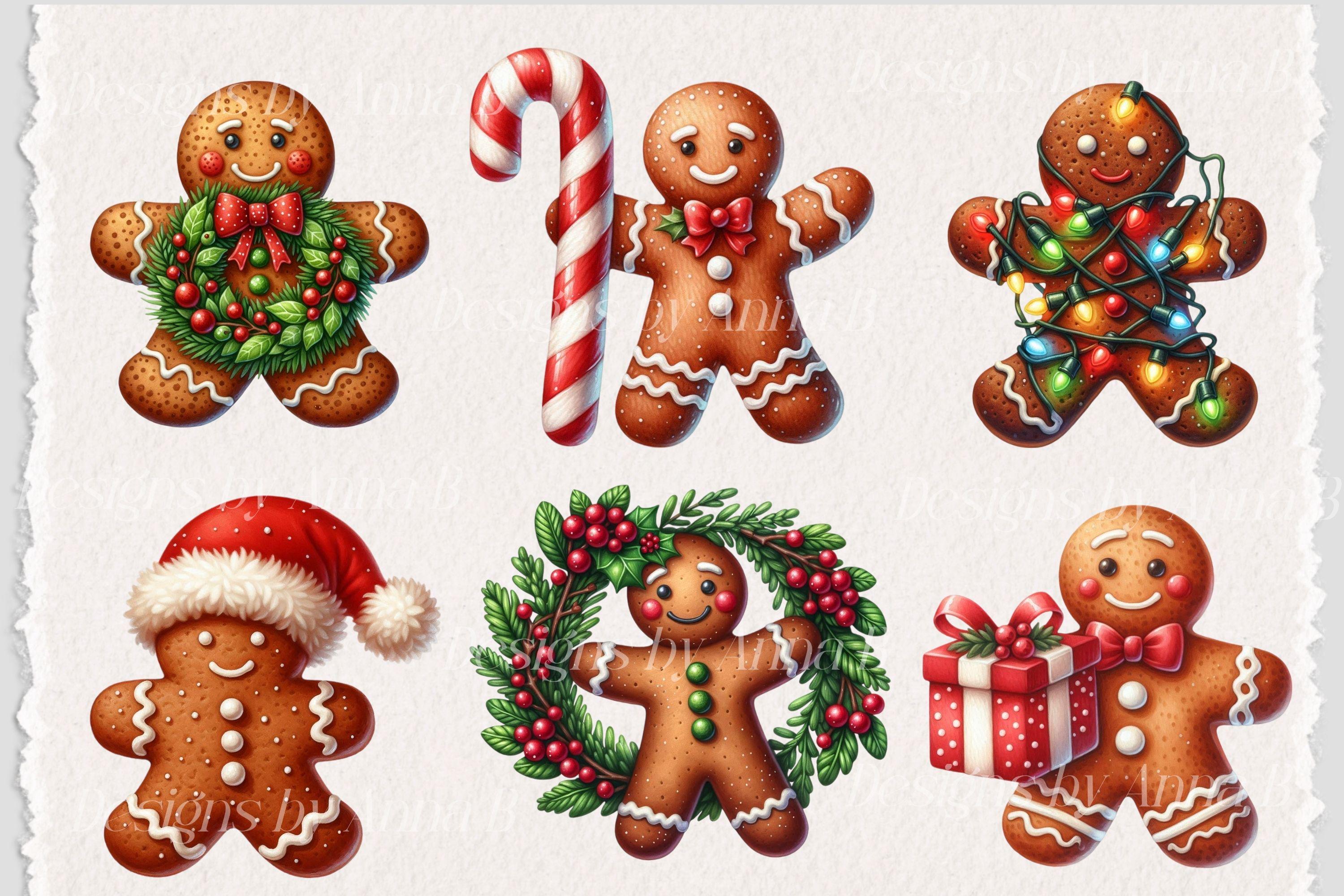 Gingerbread Man Clipart: 36 Christmas PNG Illustrations (digital ...