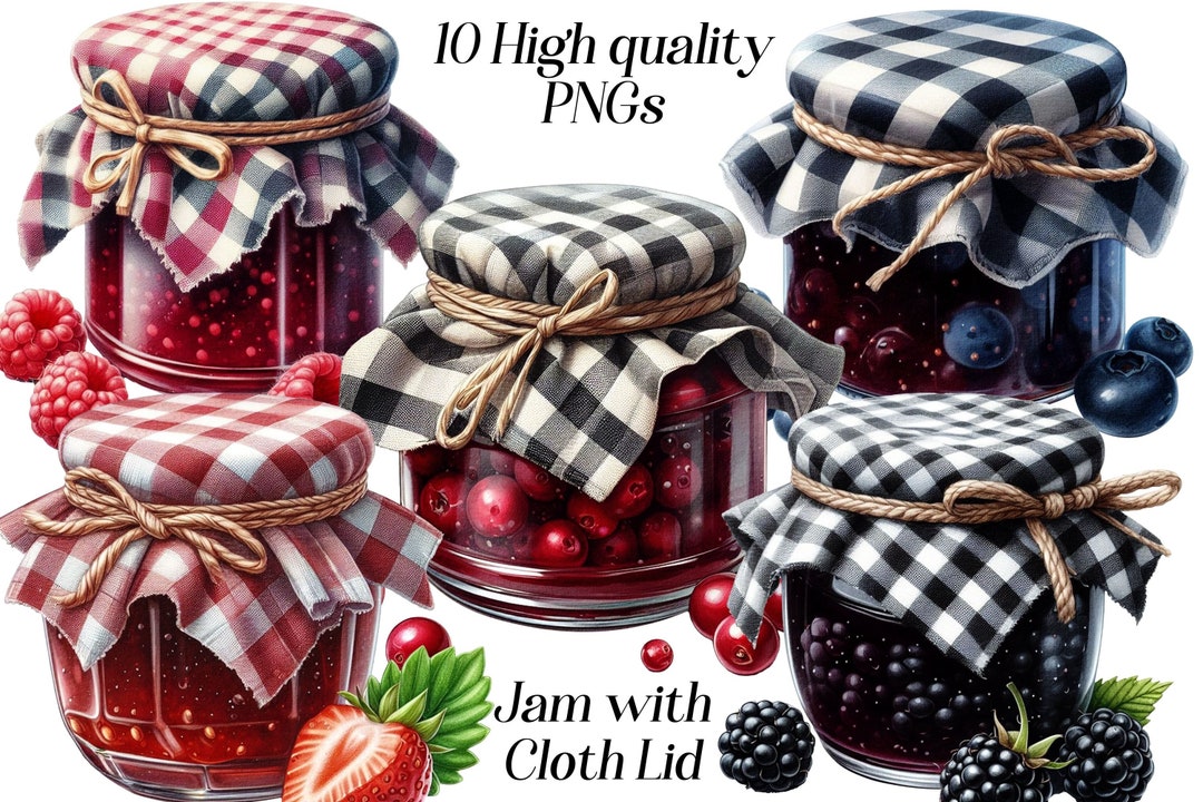 Watercolor Jam With Cloth Lid Clipart, 10 High Quality PNG Files, Food ...