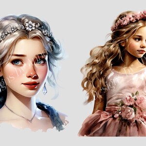 Watercolor Princess Clipart, 10 High Quality PNG Files, Fairy Tale Clip ...
