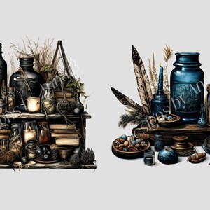 Watercolor Witches Inventory Clipart, 10 High Quality PNG Files ...