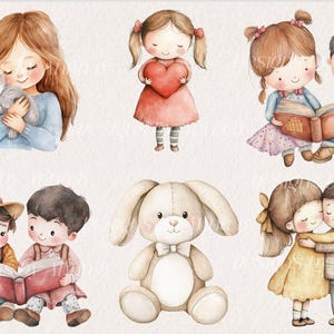 Childhood Clipart - Cute Watercolor Kids Playing PNG, Adorable Boy and ...