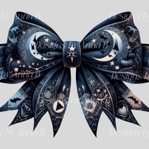 Watercolor Gothic Bow Clipart: Black Bow Illustration (14 PNG Files) - Etsy