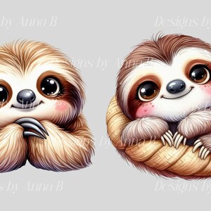 Watercolor Sloth Clipart, Jungle Animal Pngs (digital Download) - Etsy