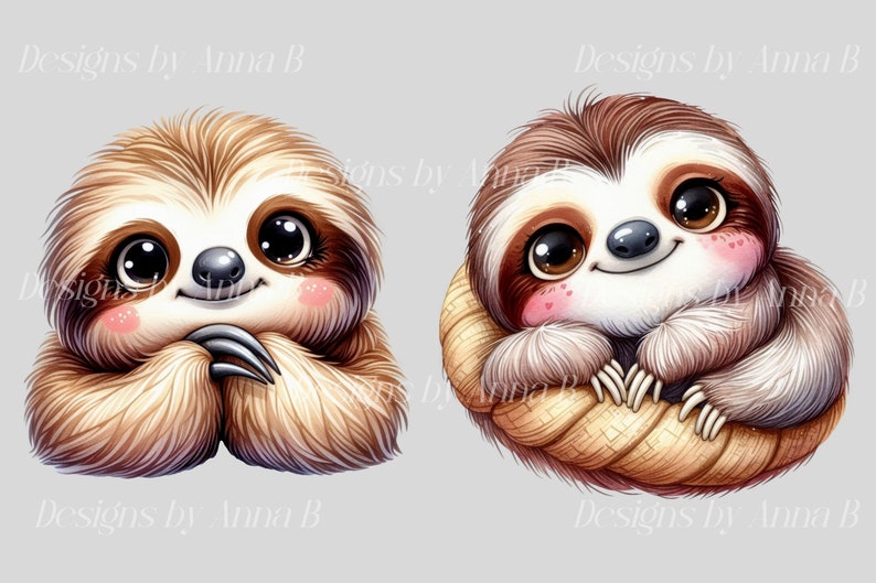 Watercolor Sloth Clipart, Jungle Animal Pngs (digital Download) - Etsy