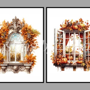 Watercolor Autumn Window Clipart, 10 High Quality JPEG and PNG Files ...