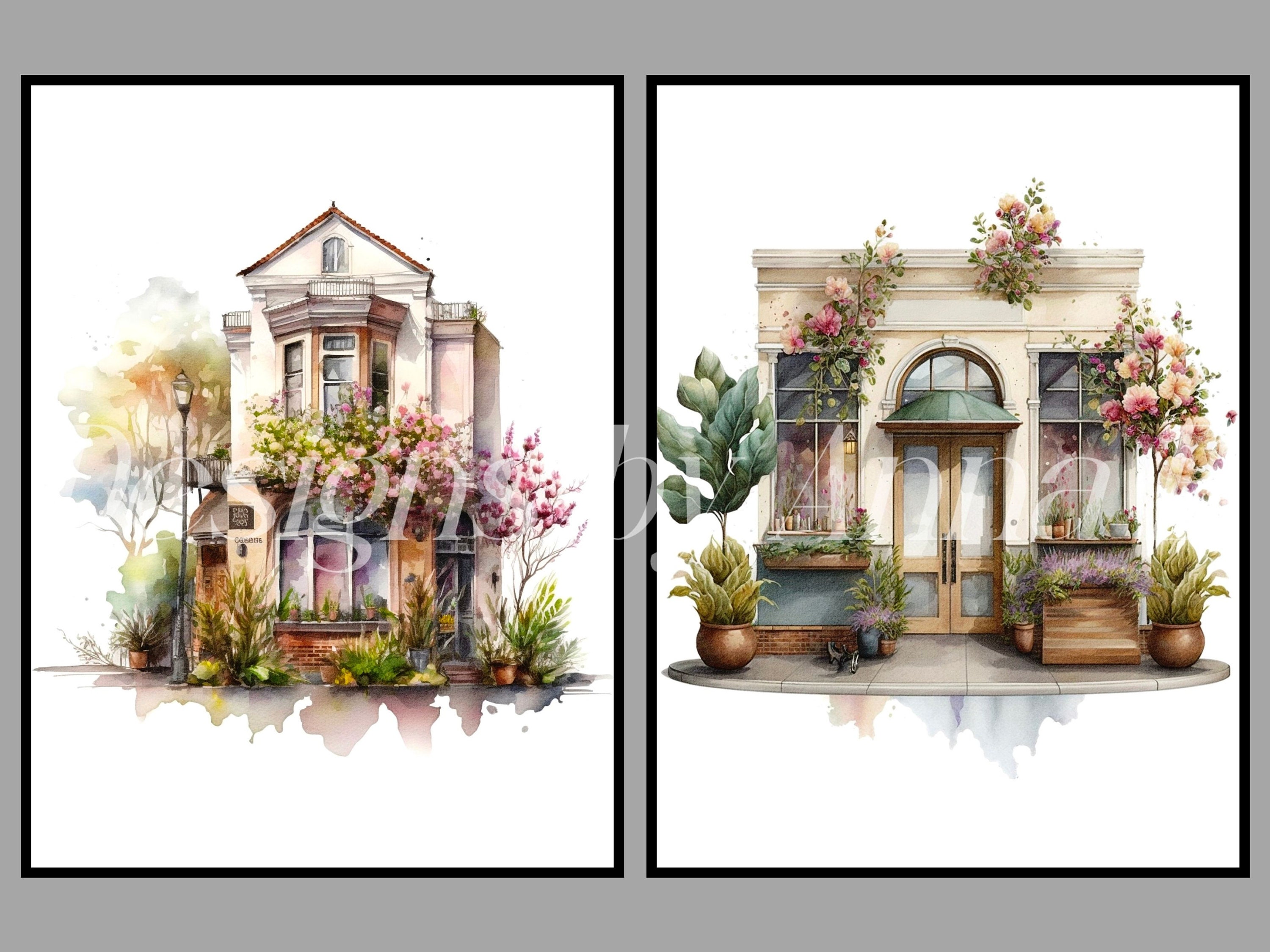 Watercolor Store Front Clipart 10 High Quality JPEG and PNG - Etsy