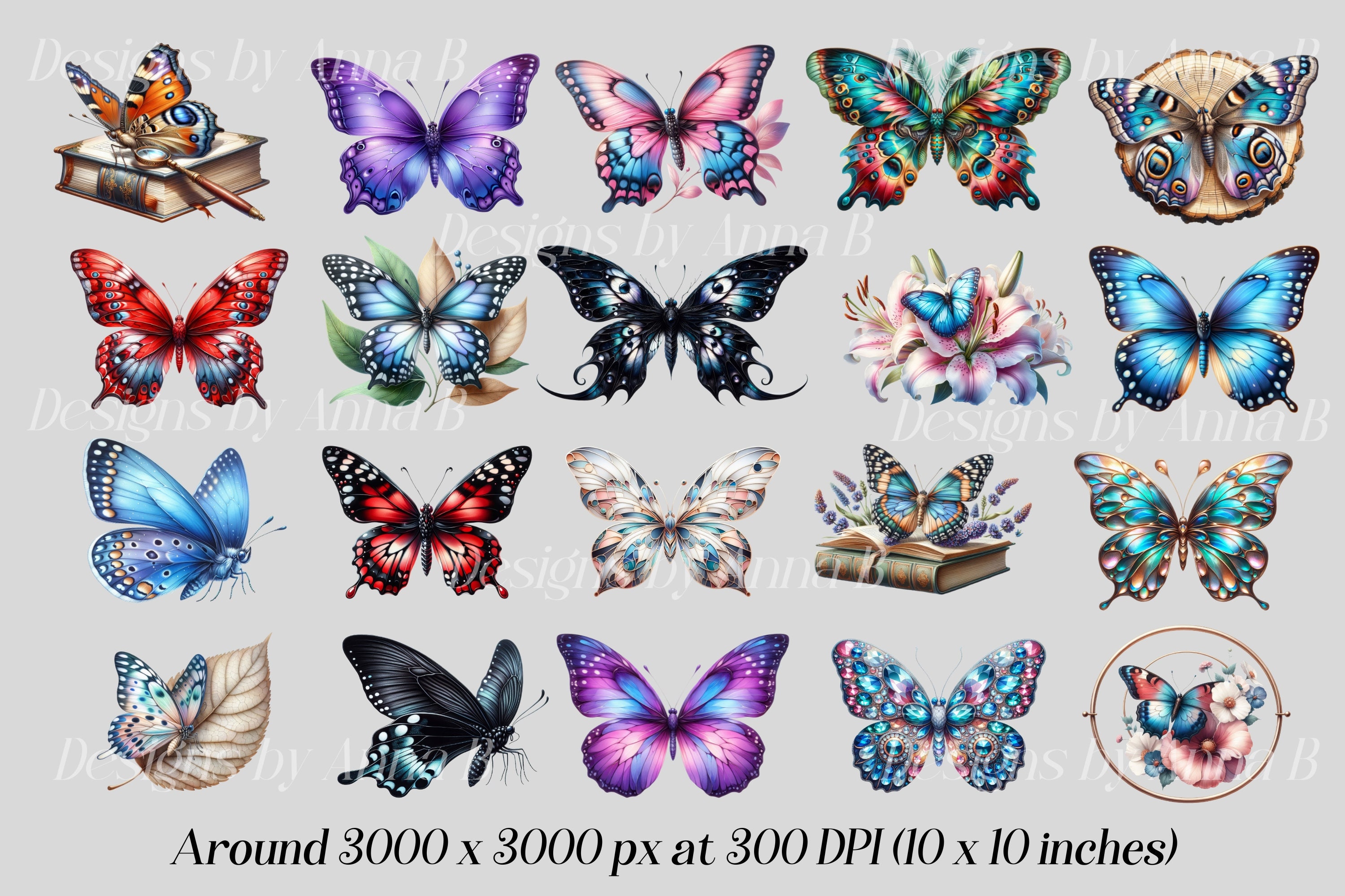 Watercolor Butterfly Clipart Bundle: 212 PNG Files (digital Download ...