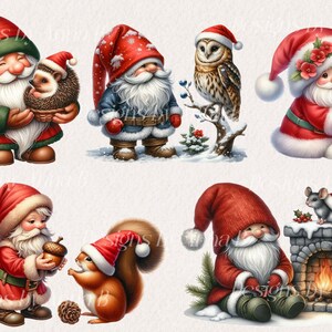 Gnome With Christmas Animals Clipart - Festive Gnome PNG, Holiday ...