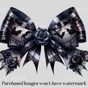 Watercolor Gothic Bow Clipart: Black Bow Illustration (14 PNG Files) - Etsy