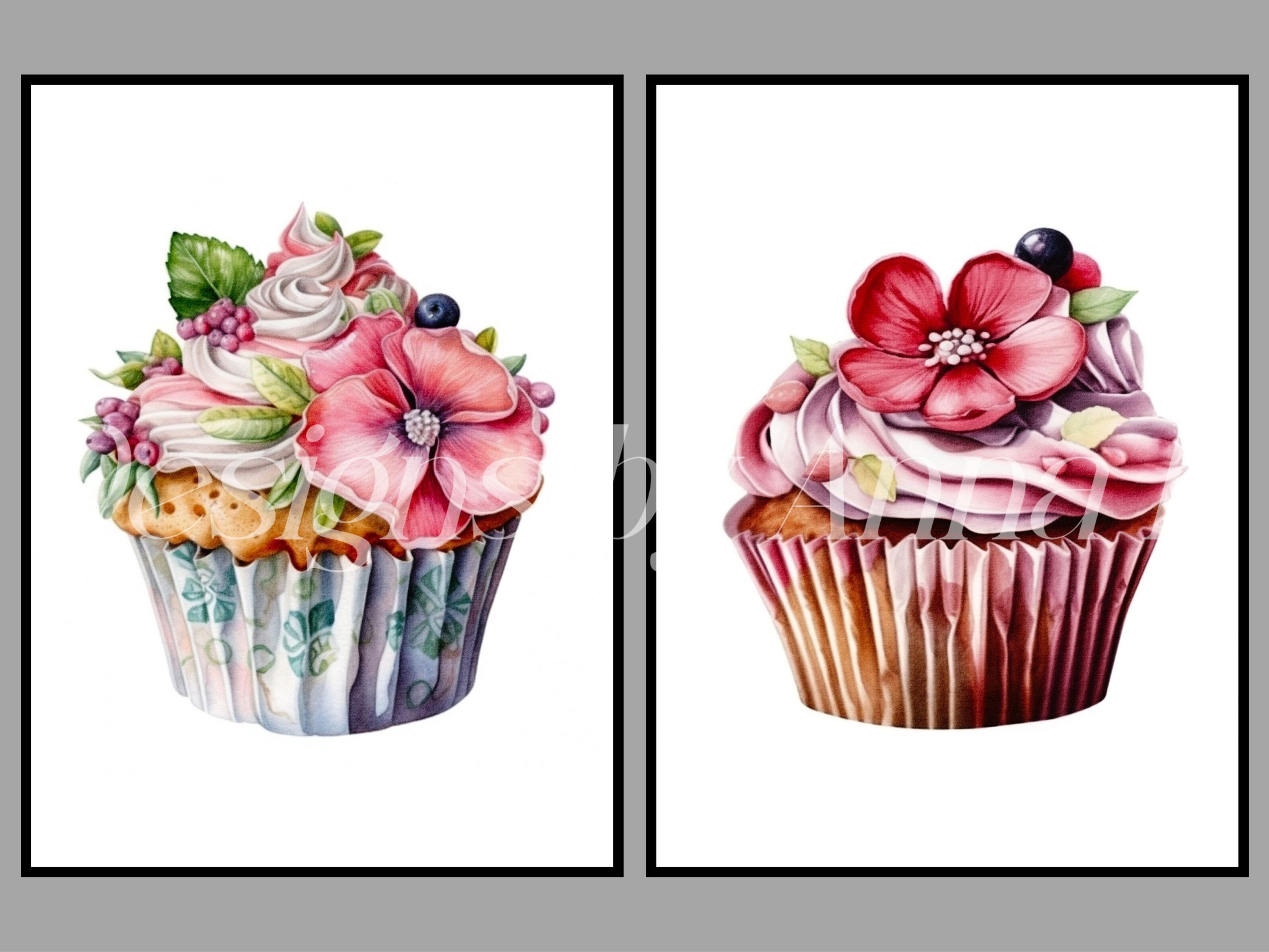 Watercolor Cupcake Clipart 10 High Quality JPEG and PNG - Etsy