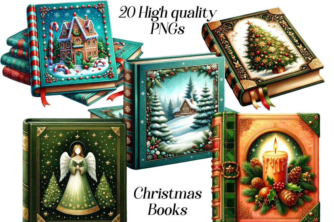 Watercolor Christmas Book Clipart 20 High Quality Png Files Reading