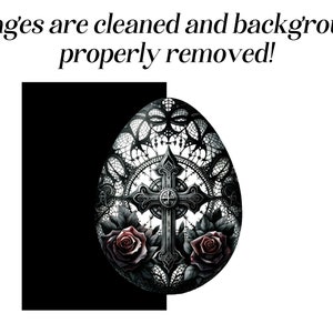 Watercolor Gothic Easter Egg Clipart, 10 High Quality PNG Files, Goth ...