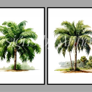 Watercolor Palm Tree Clipart, 10 High Quality JPEG and PNG Files ...