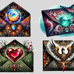 Watercolor Witchy Envelopes Clipart, 20 High Quality PNG Files, Magic ...
