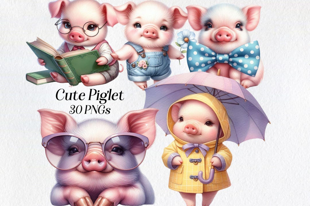 Piglet Clipart, Cute Pig Clip Art, Watercolor Piglet Png, Piglet ...