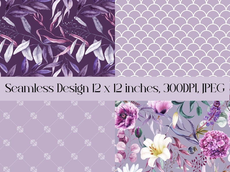 Seamless Digital Paper Floral Botanical Patterns Lilac - Etsy