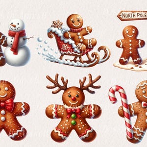 Gingerbread Man Clipart: 36 Christmas PNG Illustrations (digital ...