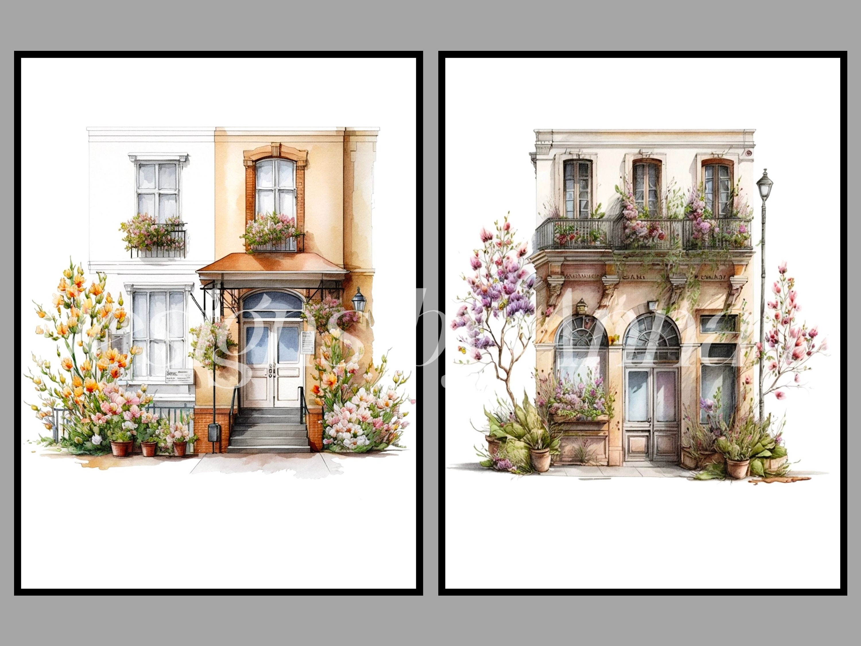 Watercolor Store Front Clipart 10 High Quality JPEG and PNG - Etsy