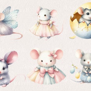 Spring Mouse Clipart, Watercolor Cute Mouse Clip Art, Png, Nursery ...