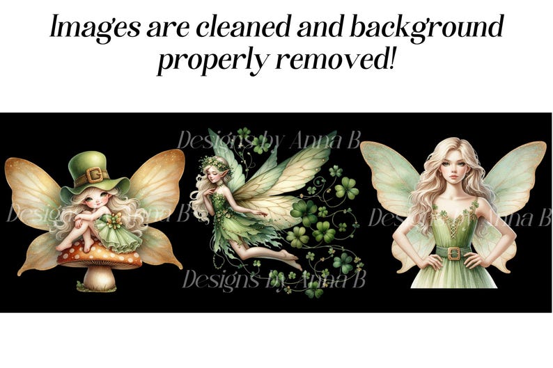 St Patrick's Day Fairy Clipart: Watercolor Shamrock PNG (digital ...