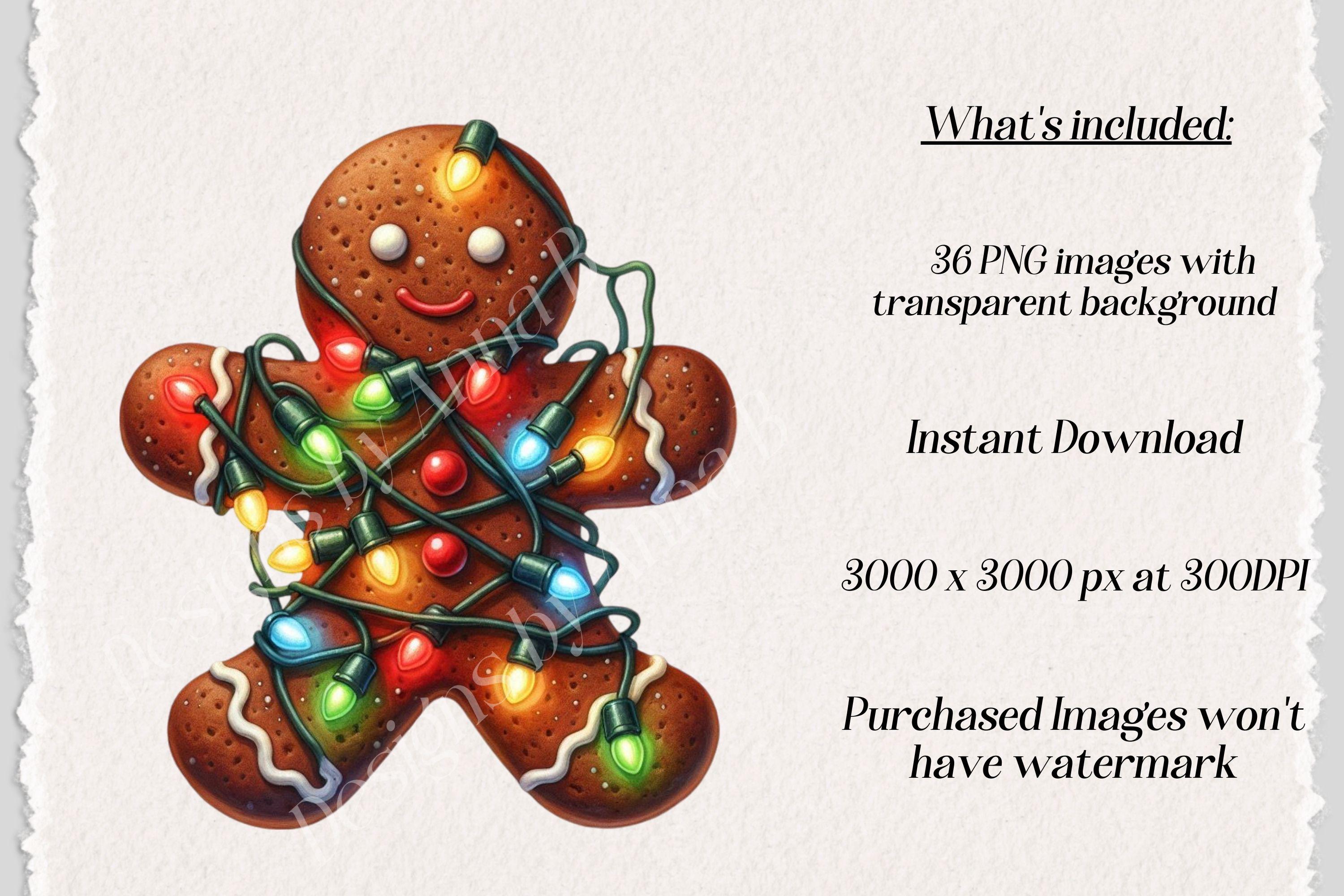 Gingerbread Man Clipart: 36 Christmas PNG Illustrations (digital ...