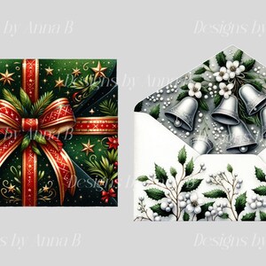 Watercolor Christmas Envelopes Clipart: Festive Holiday PNG Files - Etsy