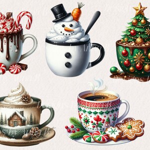 Festive Mug Watercolor Clipart: Christmas Holiday Cocoa (digital ...