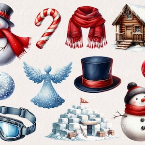 Watercolor Snowman Clipart: Festive Winter PNG (digital Download) - Etsy