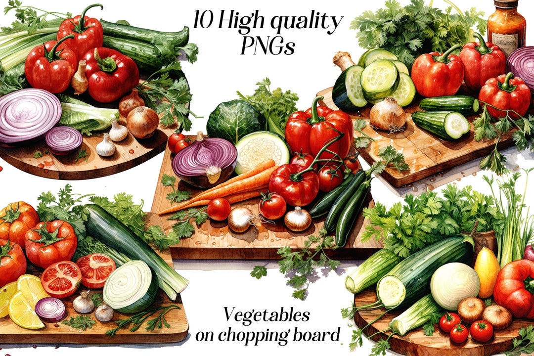 Watercolor Vegetables Clipart: Kitchen Food Art (PNG Files) - Etsy