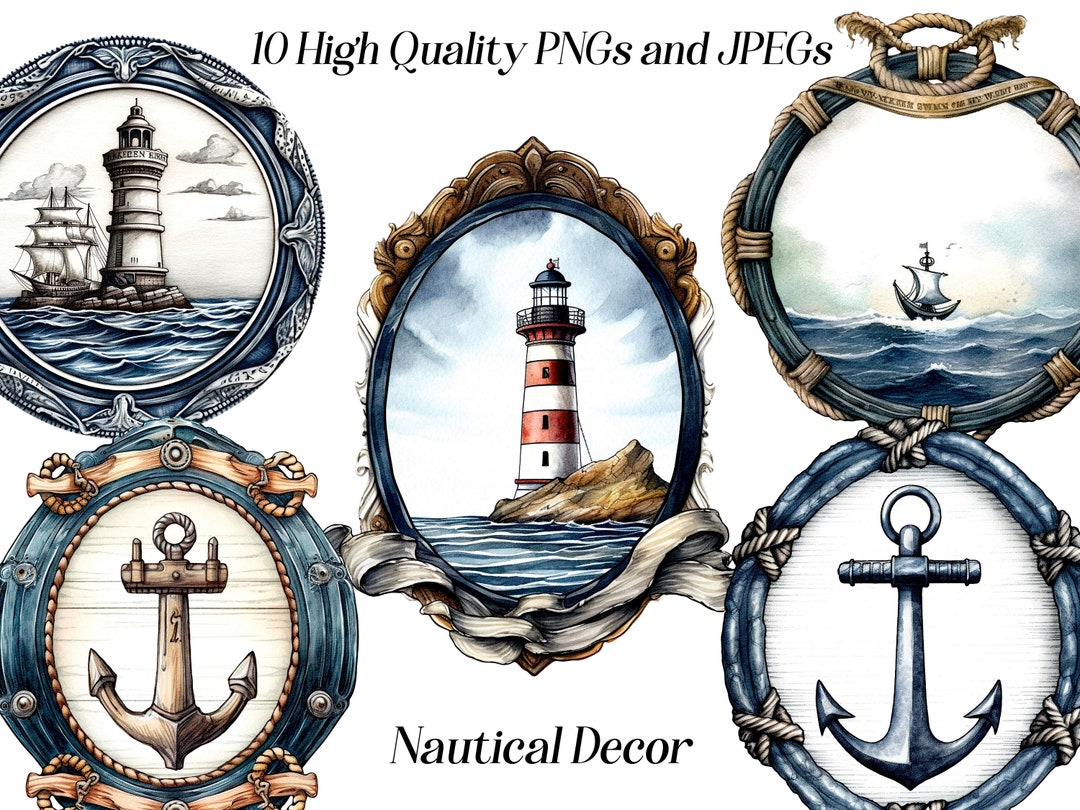 Watercolor Nautical Clipart: JPEG & PNG Files (digital Download) - Etsy