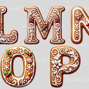 Watercolor Gingerbread Cookie Alphabet Clipart (PNG Files) - Etsy
