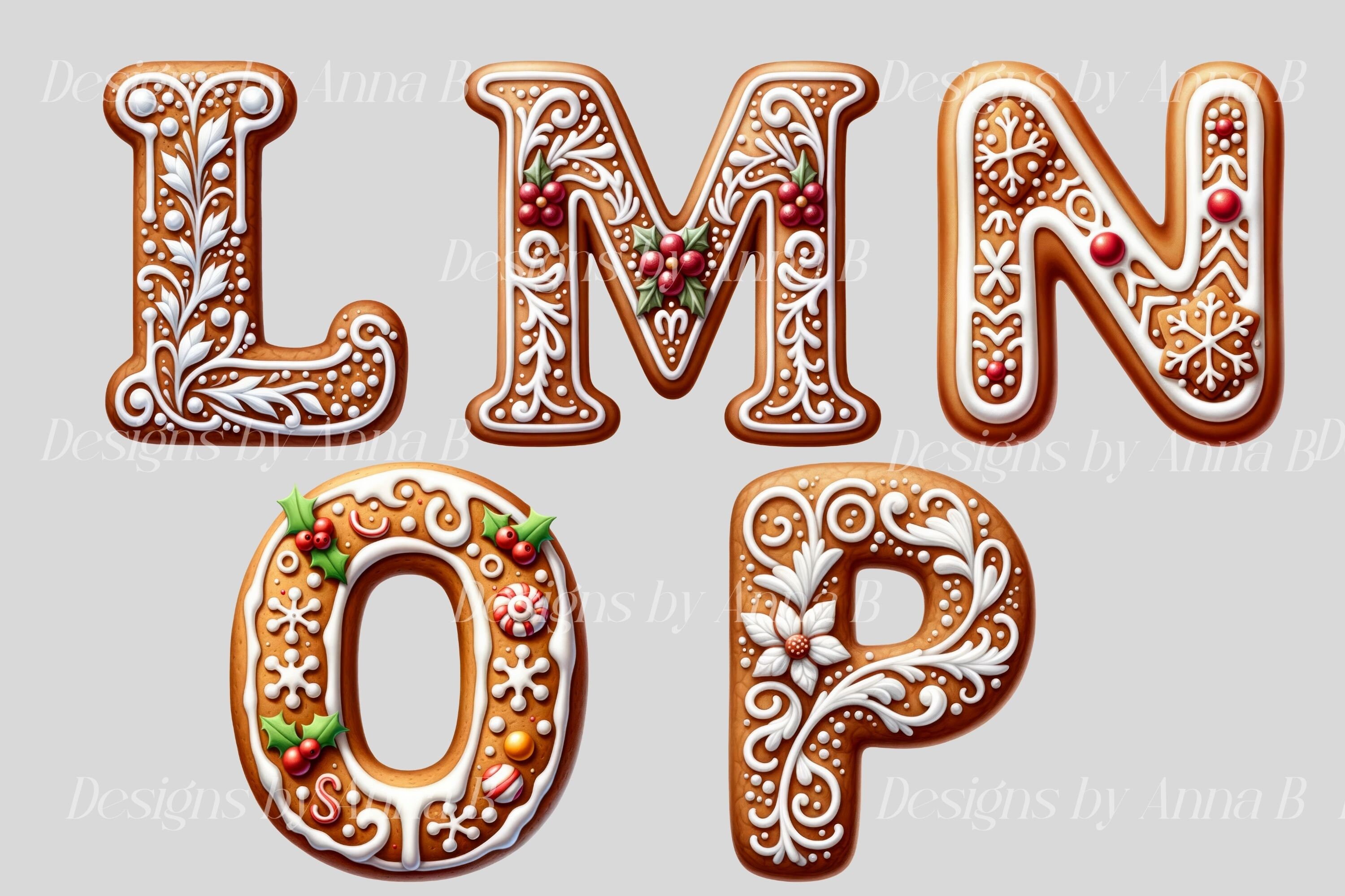 Watercolor Gingerbread Cookie Alphabet Clipart (PNG Files) - Etsy