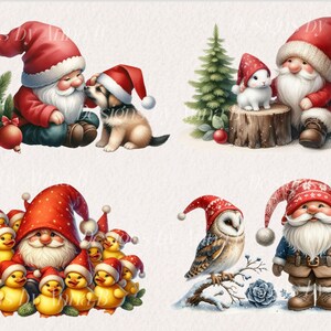 Gnome With Christmas Animals Clipart - Festive Gnome PNG, Holiday ...