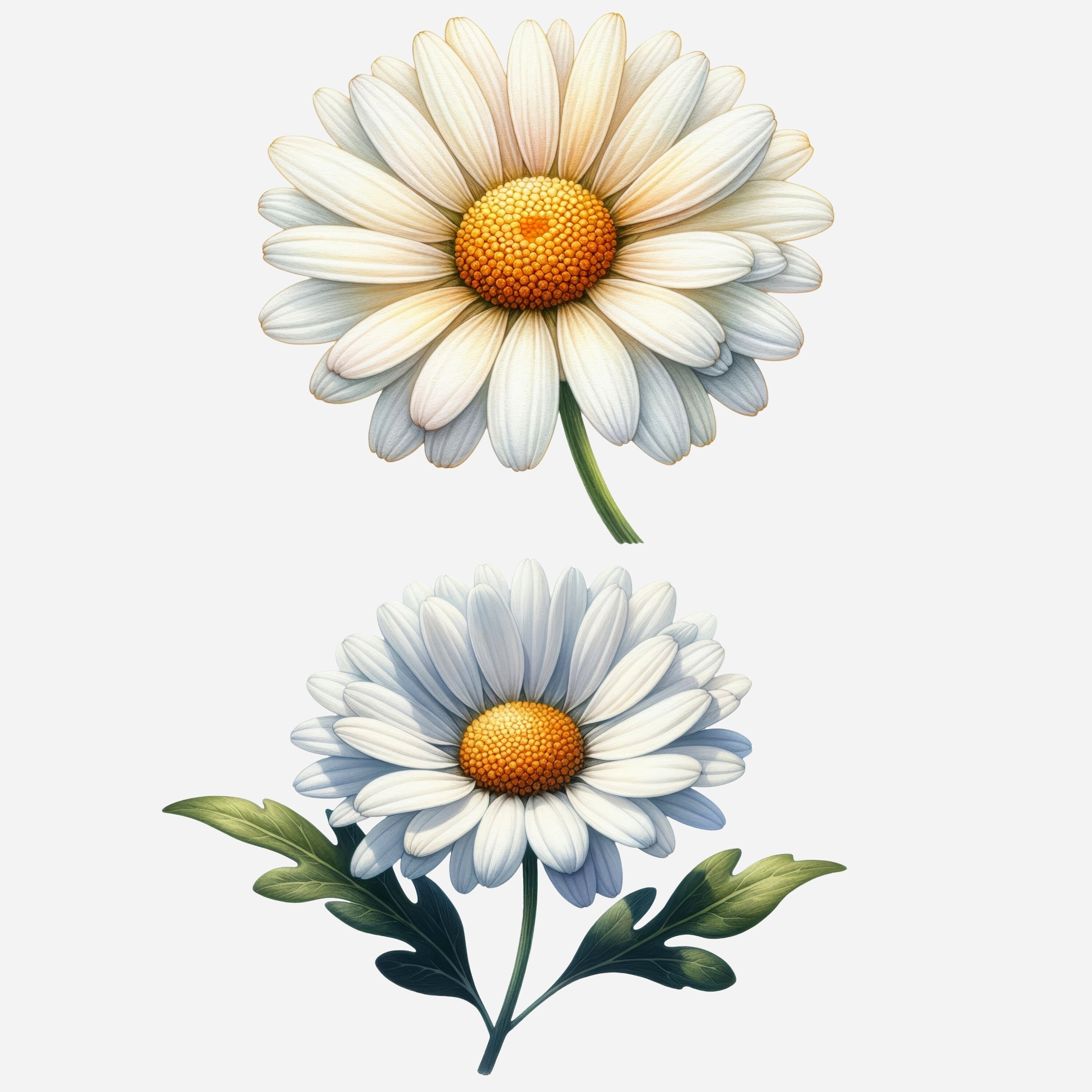 Watercolor Daisy Clipart: 14 PNG Floral Illustrations (digital Download ...