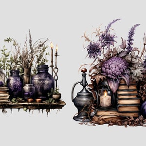 Watercolor Witches Inventory Clipart, 10 High Quality PNG Files ...