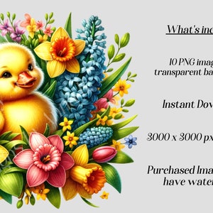 Easter Duckling Clipart, Watercolor Spring Duck Clip Art, Png, Cute ...