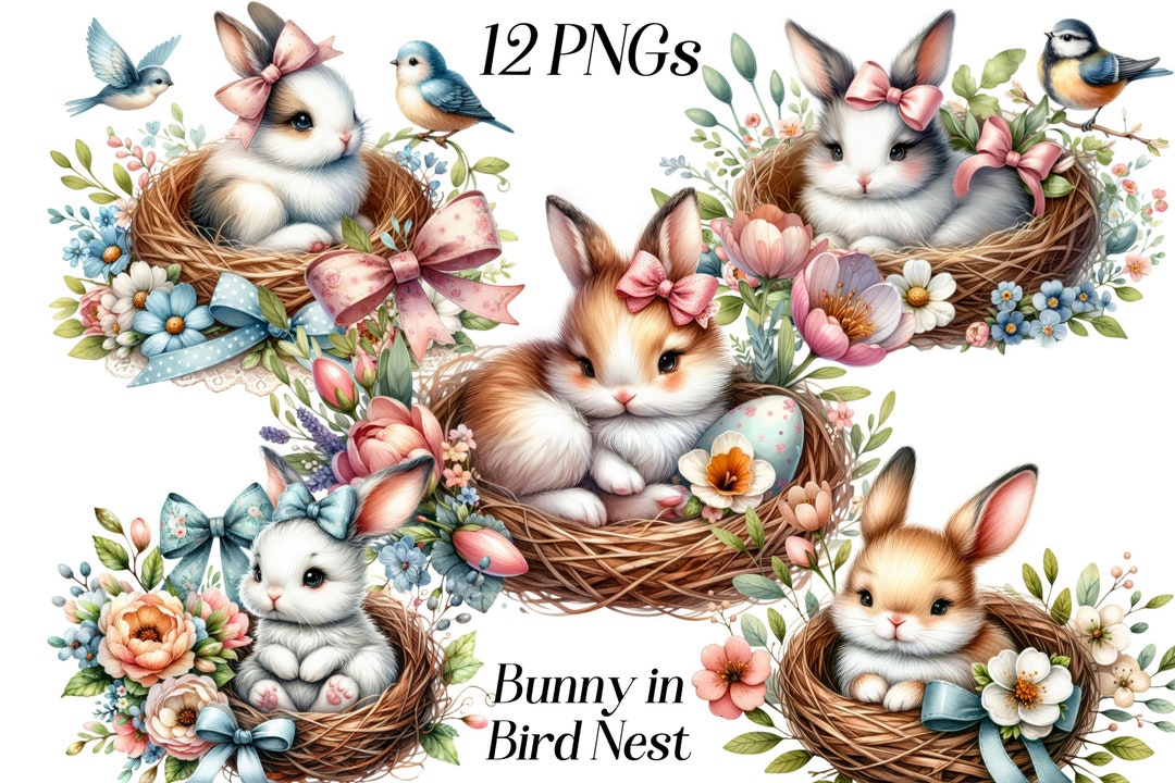 Bunny Clipart, Watercolor Bunny, Cute Bunny, Rabbit, Baby Animals, Farm ...