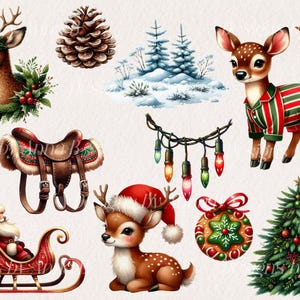 Christmas Reindeer Clipart: Holiday PNG Art Set (63 Files) - Etsy