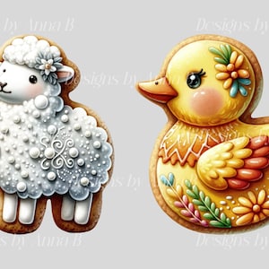 Watercolor Easter Biscuits Clipart, 10 High Quality PNG Files, Cute ...