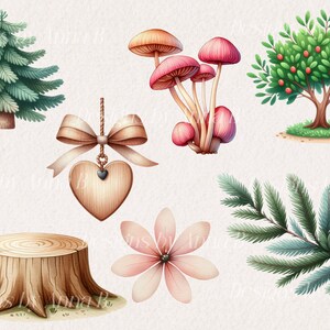 Forest Friends Clipart Set - Cute Woodland Animals and Nature Scenery ...