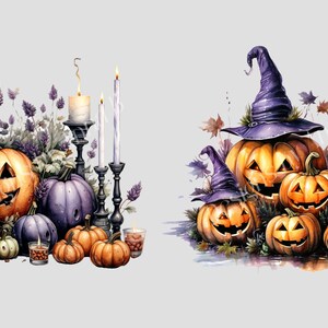 Watercolor Purple Halloween Clipart, 10 PNG Files, Purple and Blue ...