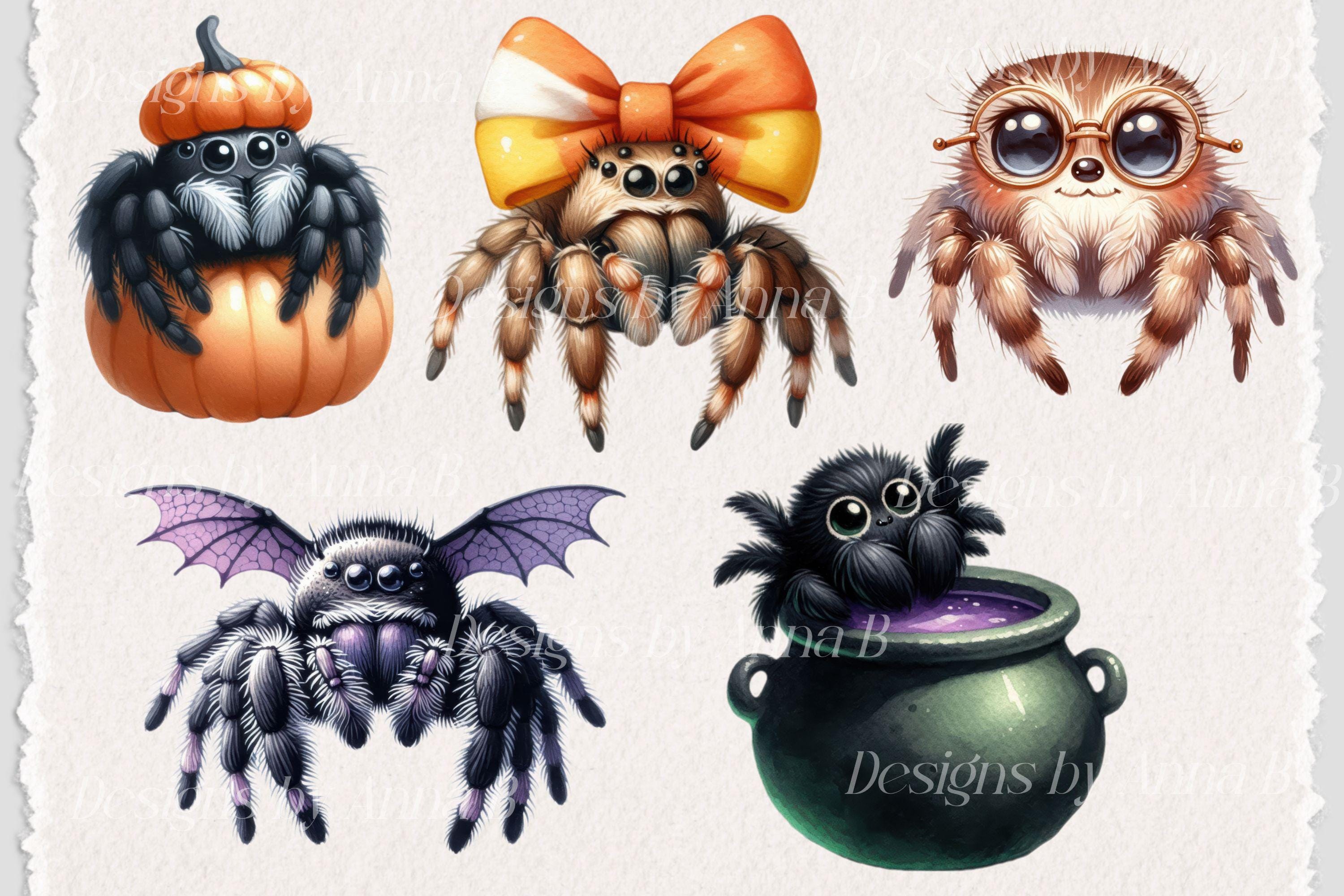 Spooky Halloween Jumping Spider Watercolor Clipart (digital Download ...