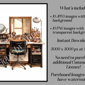 Watercolor Make up Stall Clipart, 10 High Quality JPEG and PNG Files ...